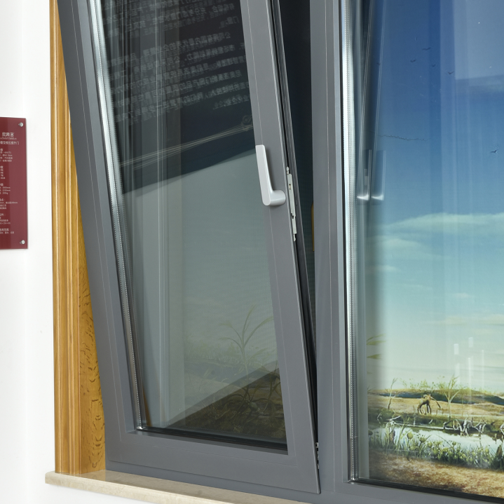 Thermal break design tilt-turn double glazed tempered glass black swin ...